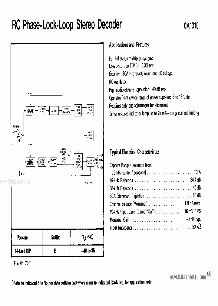 CA1310_136378.PDF Datasheet Download --- IC-ON-LINE