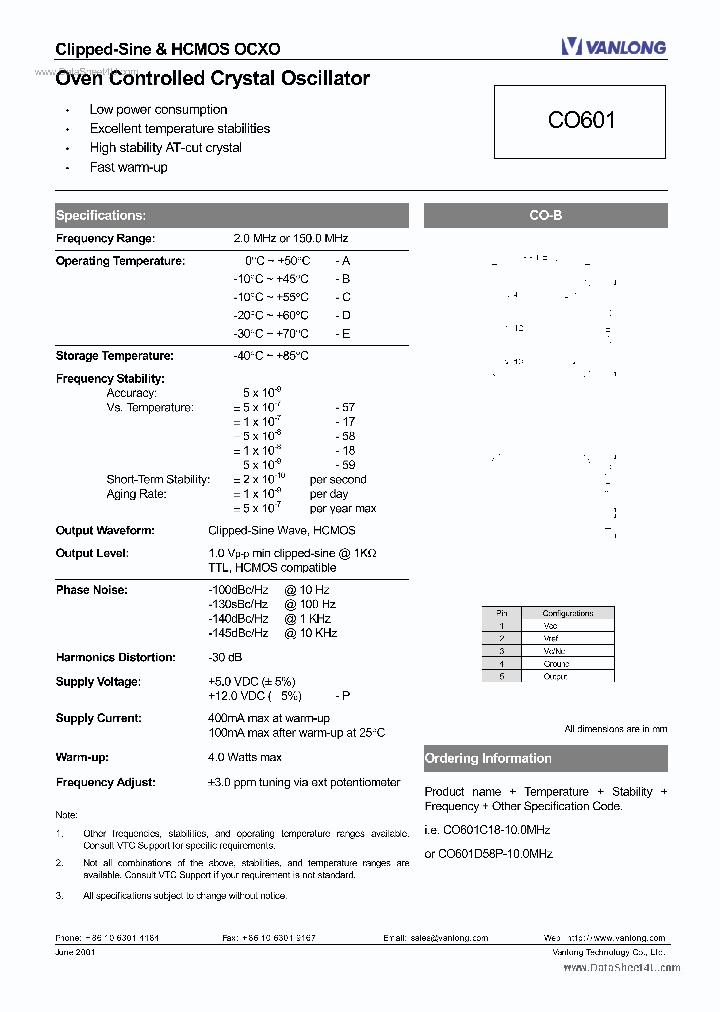 CO601_138580.PDF Datasheet Download --- IC-ON-LINE