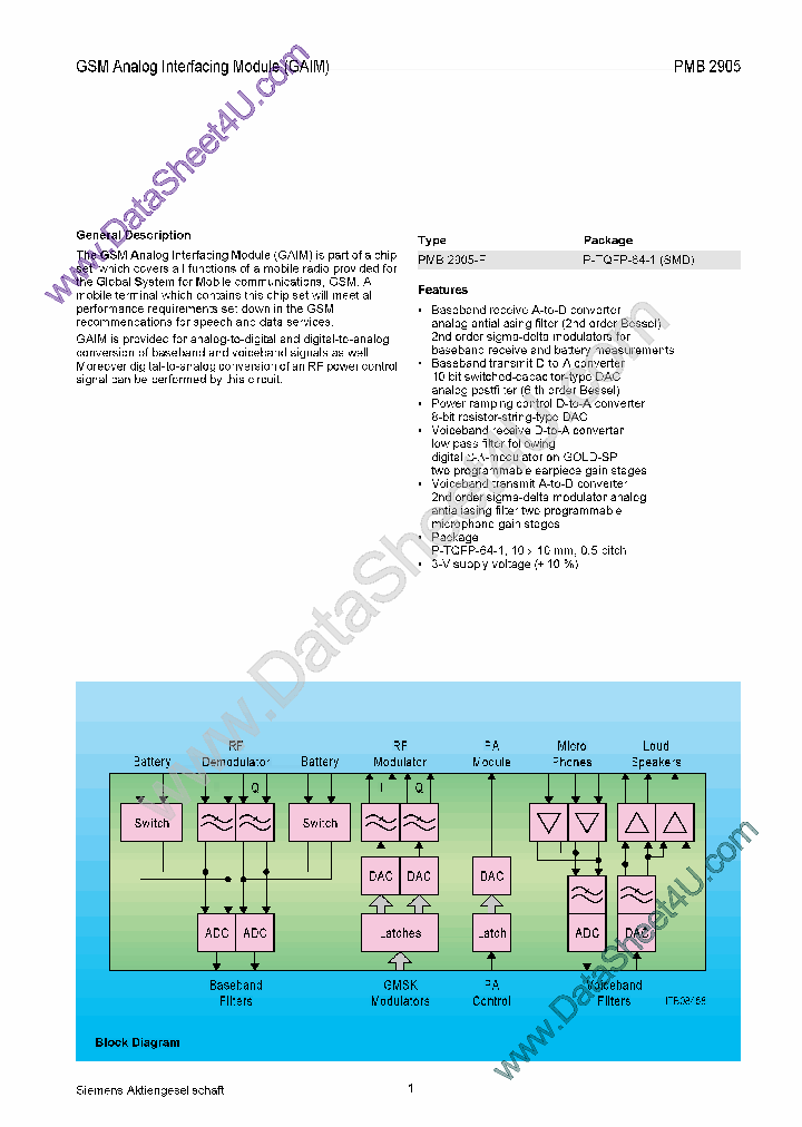 PMB2905_142239.PDF Datasheet Download --- IC-ON-LINE