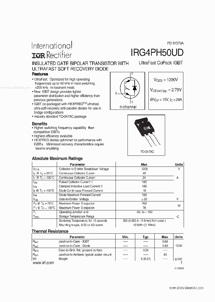 G4PH50UD_145132.PDF Datasheet Download --- IC-ON-LINE