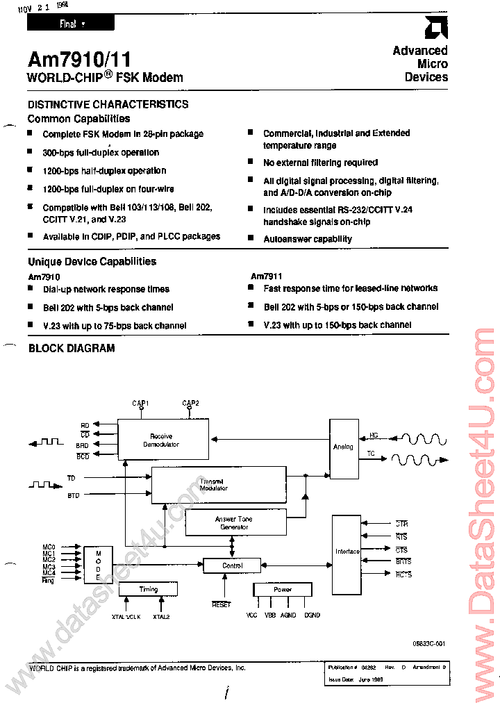 Am7910150723pdf Datasheet Download Ic On Line