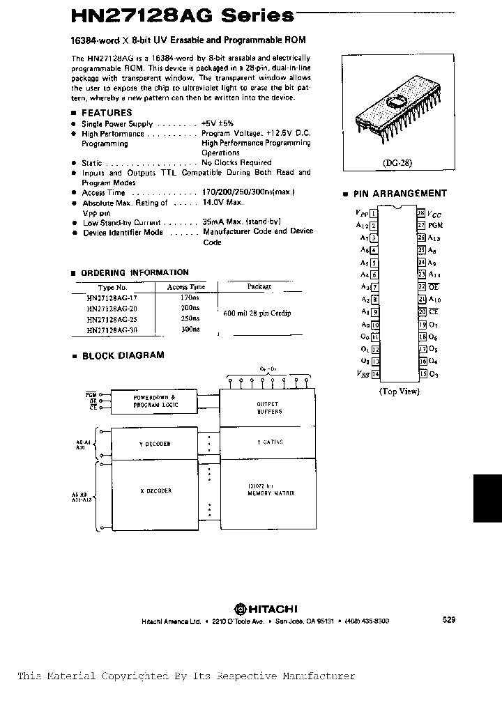 HN27128AG-17_160499.PDF Datasheet Download --- IC-ON-LINE