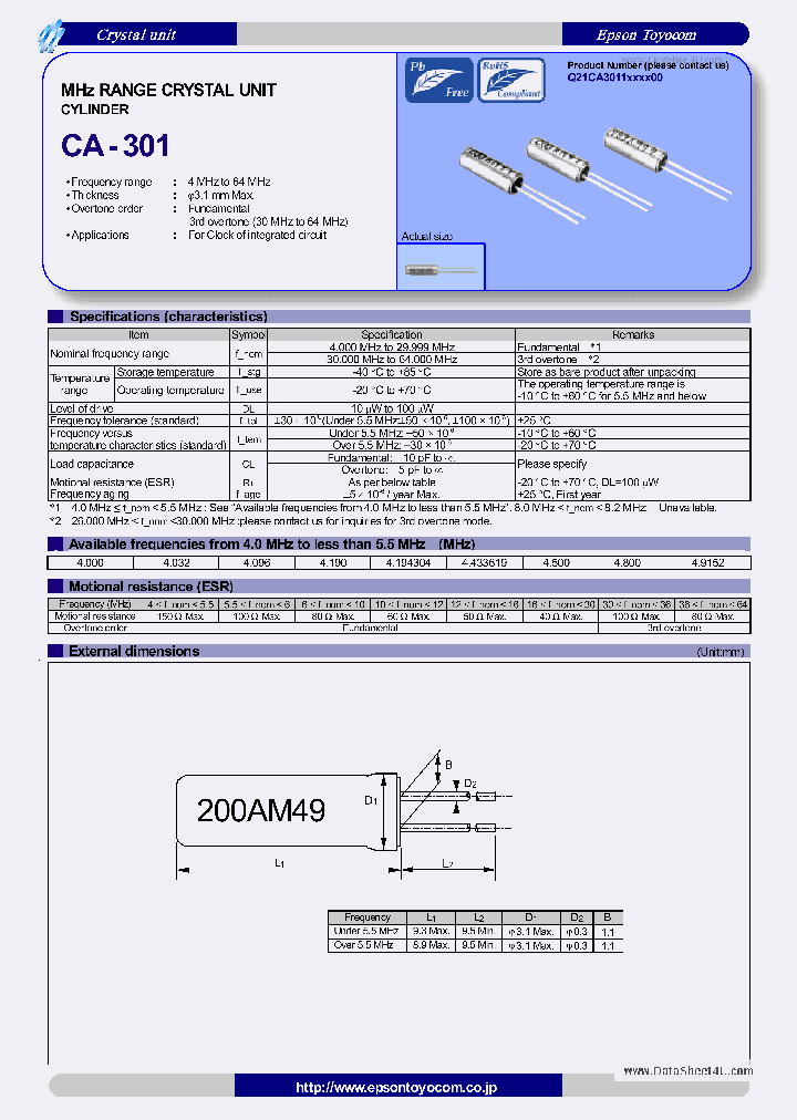 CA-301_162124.PDF Datasheet Download --- IC-ON-LINE