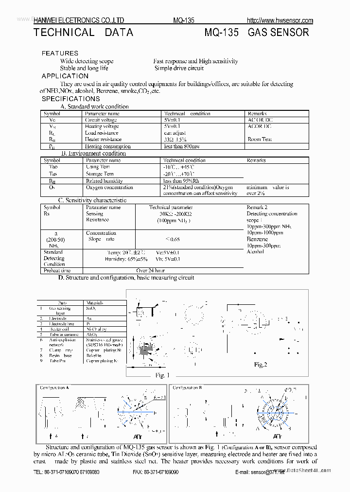 MQ-135_162540.PDF Datasheet Download --- IC-ON-LINE