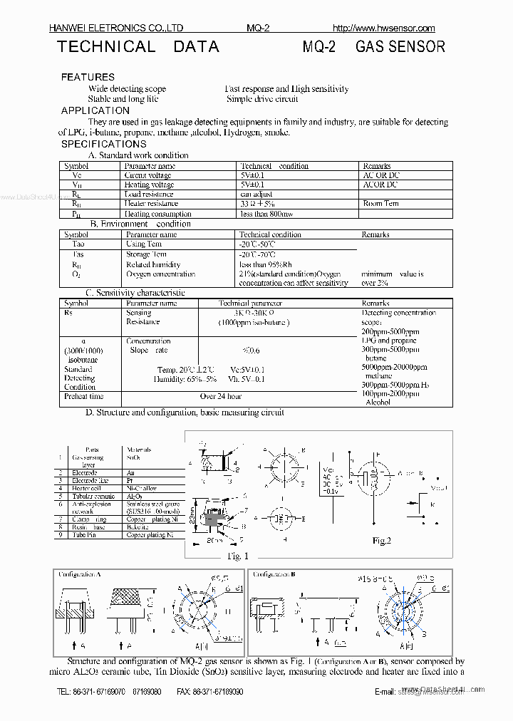 MQ-2_162541.PDF Datasheet Download --- IC-ON-LINE