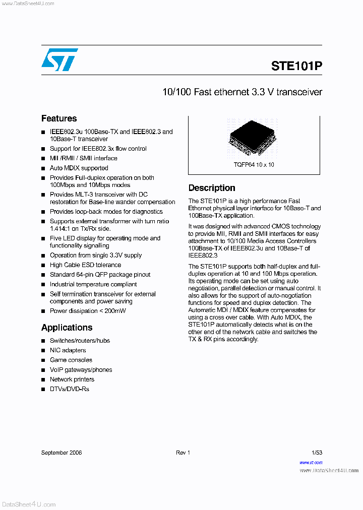 STE101P_165600.PDF Datasheet Download --- IC-ON-LINE