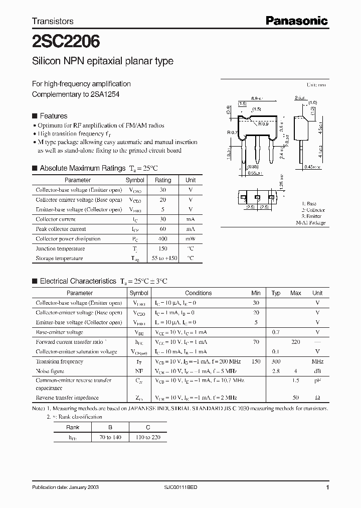 2SC2206_197359.PDF Datasheet Download --- IC-ON-LINE