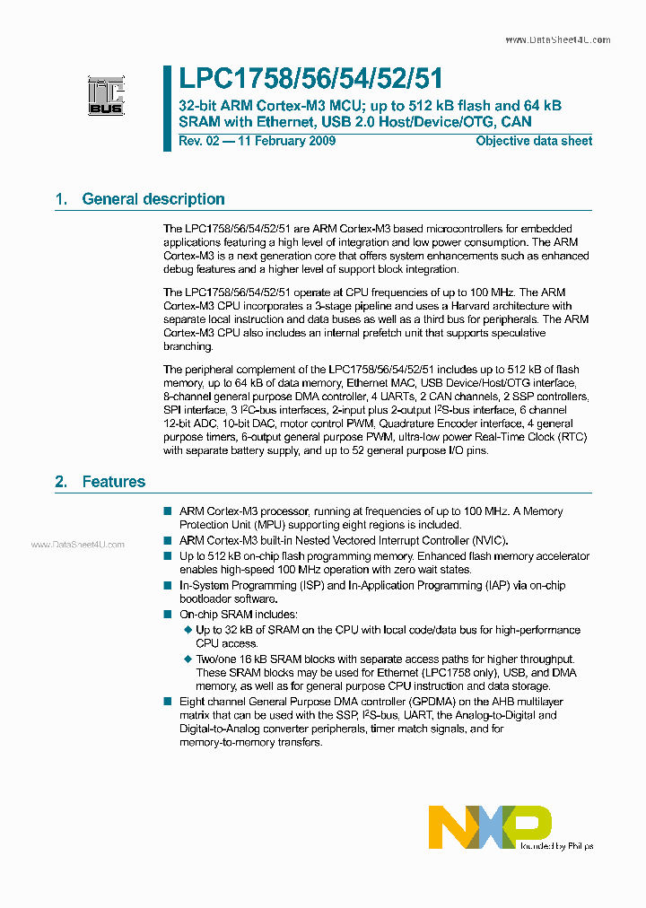LPC1751_181087.PDF Datasheet Download --- IC-ON-LINE
