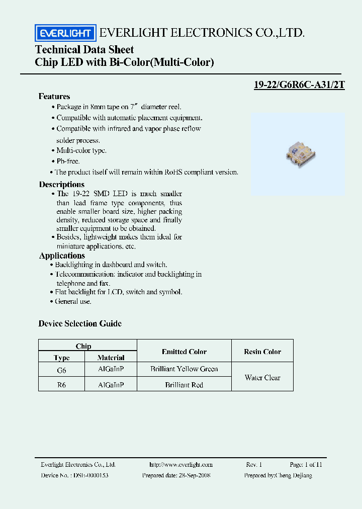 19-22-G6R6C-A31-2T_301502.PDF Datasheet Download --- IC-ON-LINE