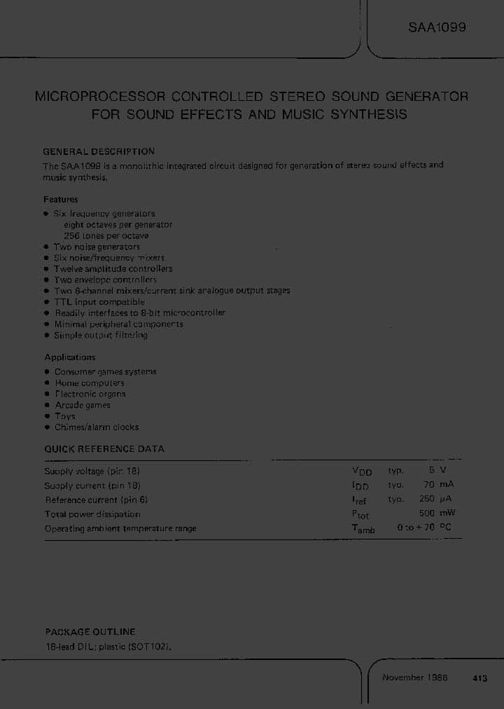 SAA1099_188410.PDF Datasheet Download --- IC-ON-LINE