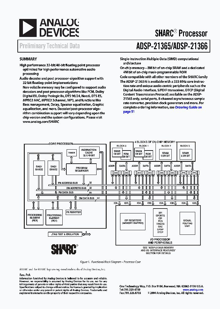 ADSP-21366_238009.PDF Datasheet Download --- IC-ON-LINE