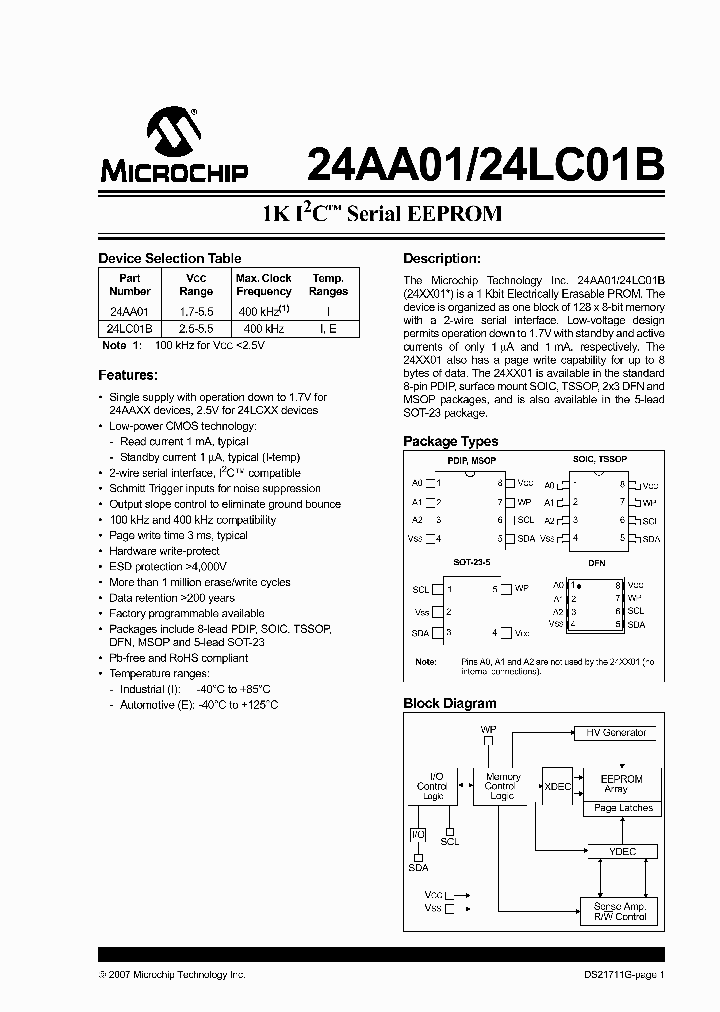 24AA01B-ESN_330280.PDF Datasheet Download --- IC-ON-LINE