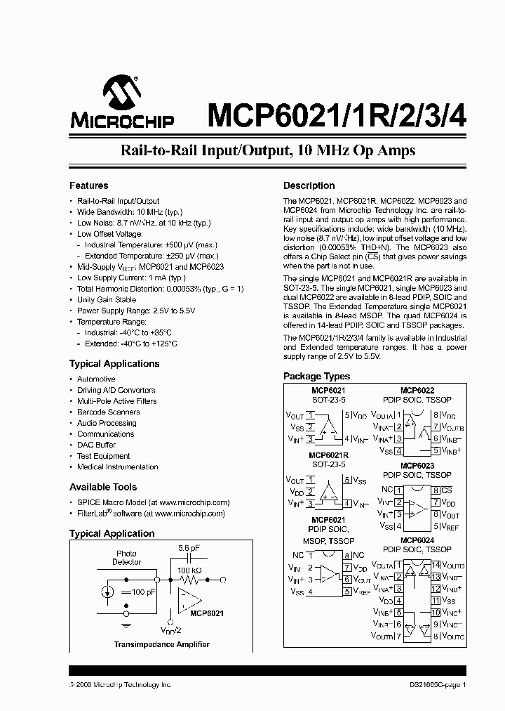 MCP6022-IOT_331399.PDF Datasheet Download --- IC-ON-LINE