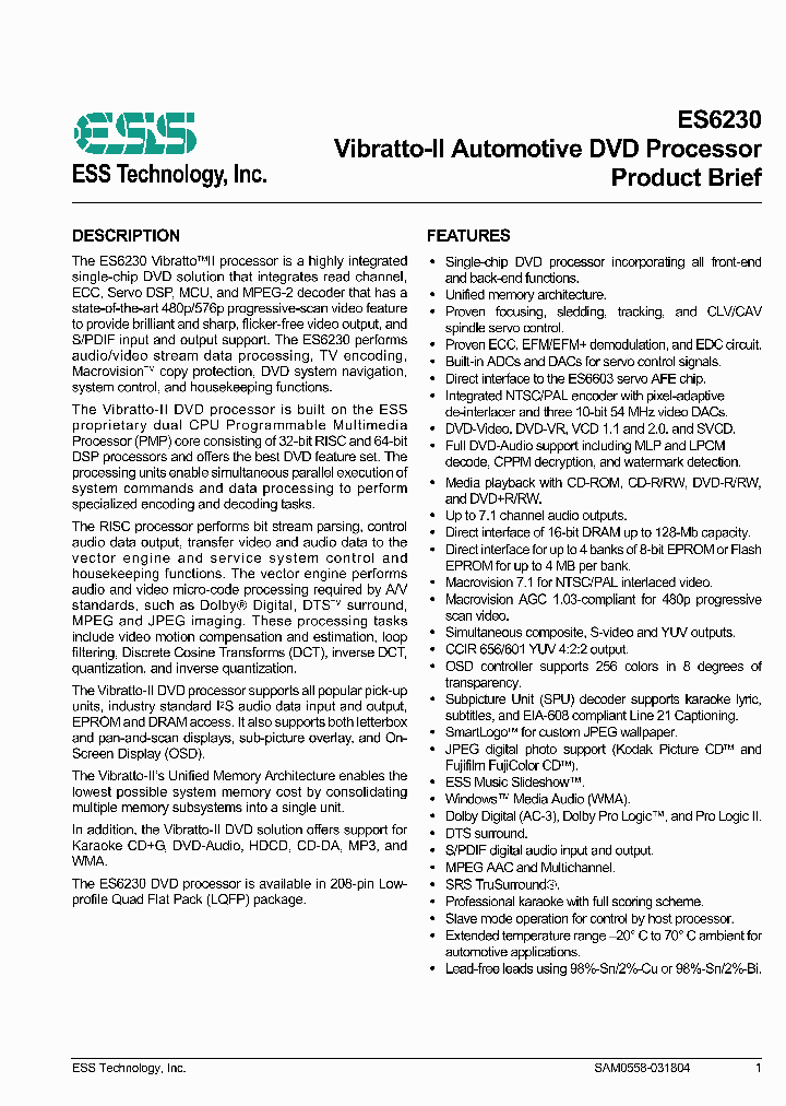 ES6230SF_332648.PDF Datasheet Download --- IC-ON-LINE