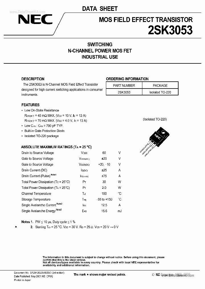 K3053_217065.PDF Datasheet Download --- IC-ON-LINE