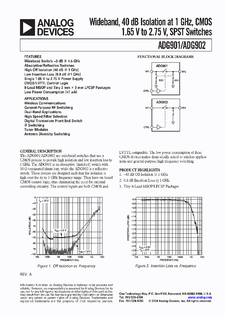 ADG901BCP-500RL7_266124.PDF Datasheet Download --- IC-ON-LINE