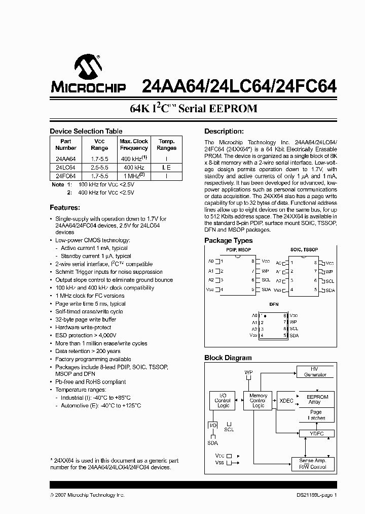 24LC64T-EP_353121.PDF Datasheet Download --- IC-ON-LINE