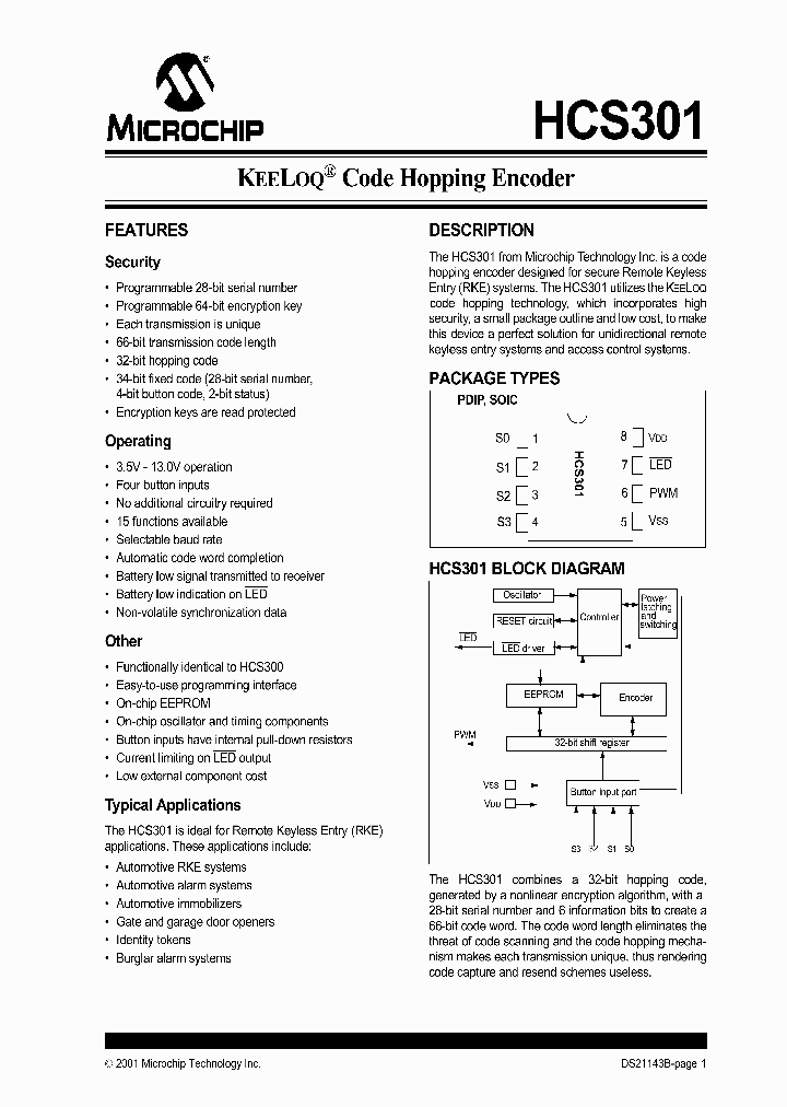 HCS301-P_354443.PDF Datasheet Download --- IC-ON-LINE