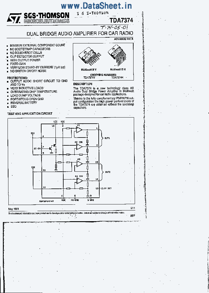 TDA7374_256251.PDF Datasheet Download --- IC-ON-LINE