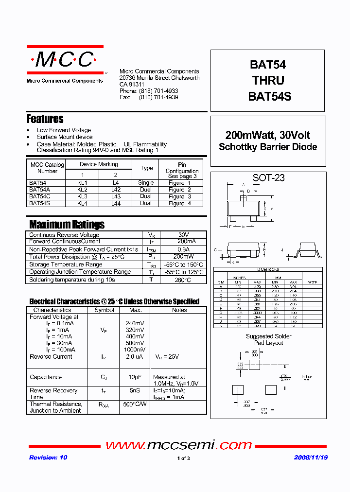 BAT54A-TP_371887.PDF Datasheet Download --- IC-ON-LINE