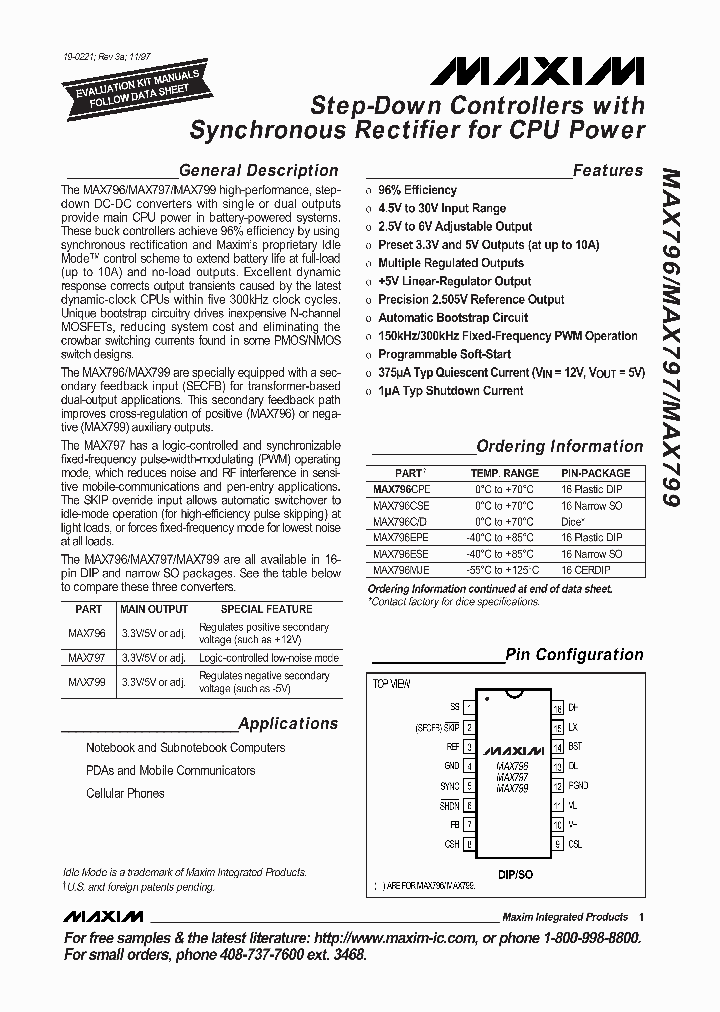 MAX799CD_696266.PDF Datasheet Download --- IC-ON-LINE