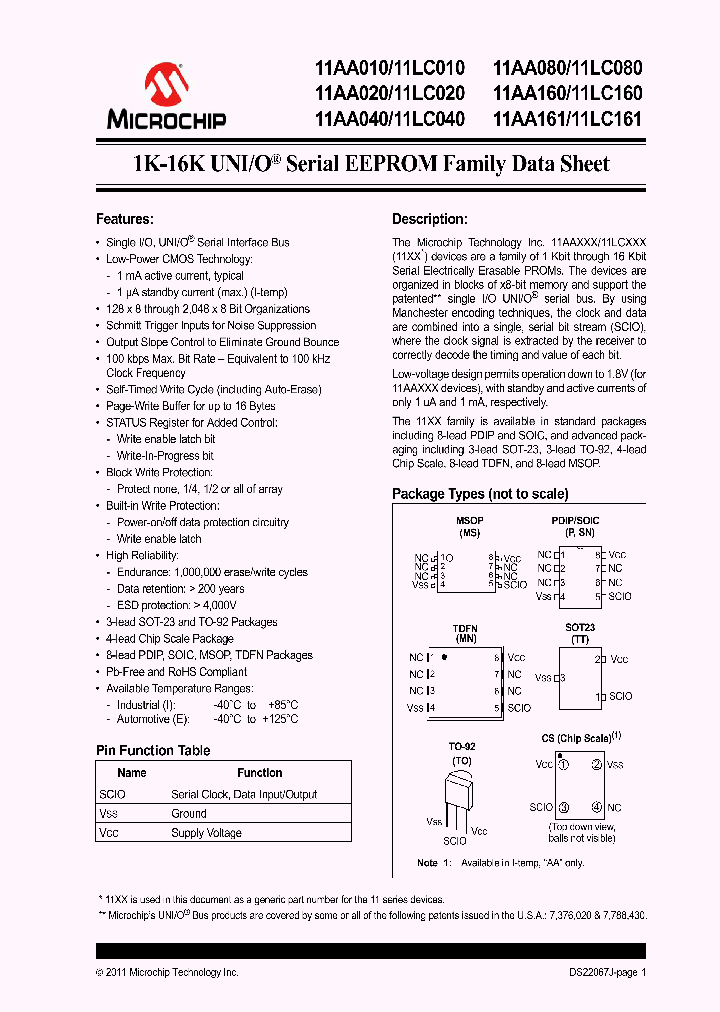 11AA080_702999.PDF Datasheet Download --- IC-ON-LINE