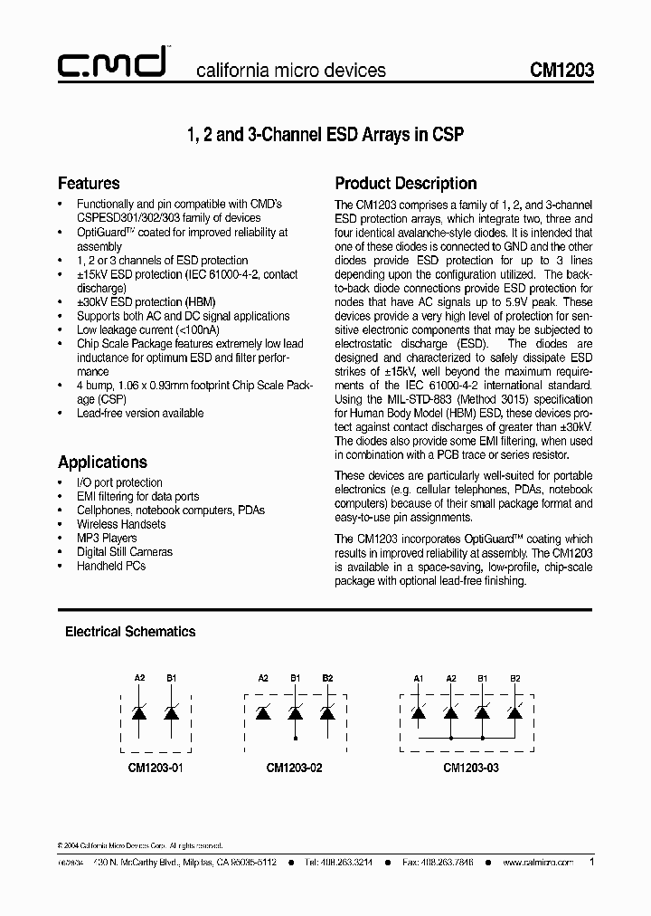 CM1203_317148.PDF Datasheet Download --- IC-ON-LINE