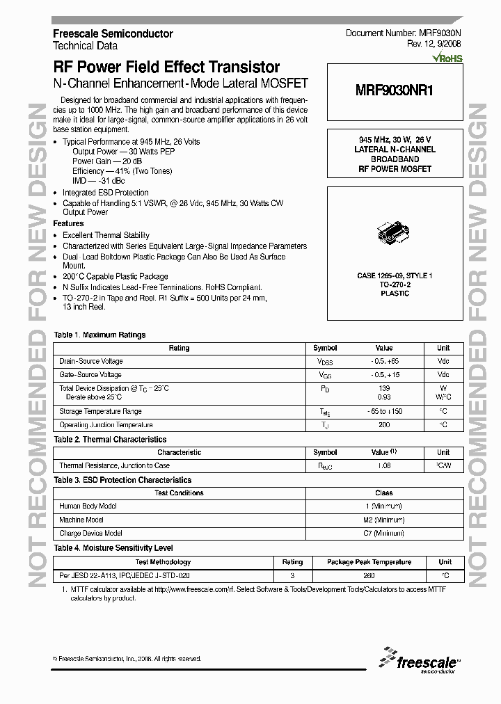 MRF9030NR1_727584.PDF Datasheet Download --- IC-ON-LINE