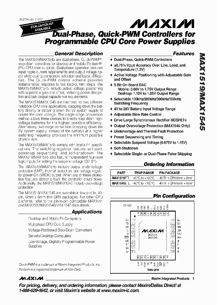 MAX1519_349629.PDF Datasheet Download --- IC-ON-LINE