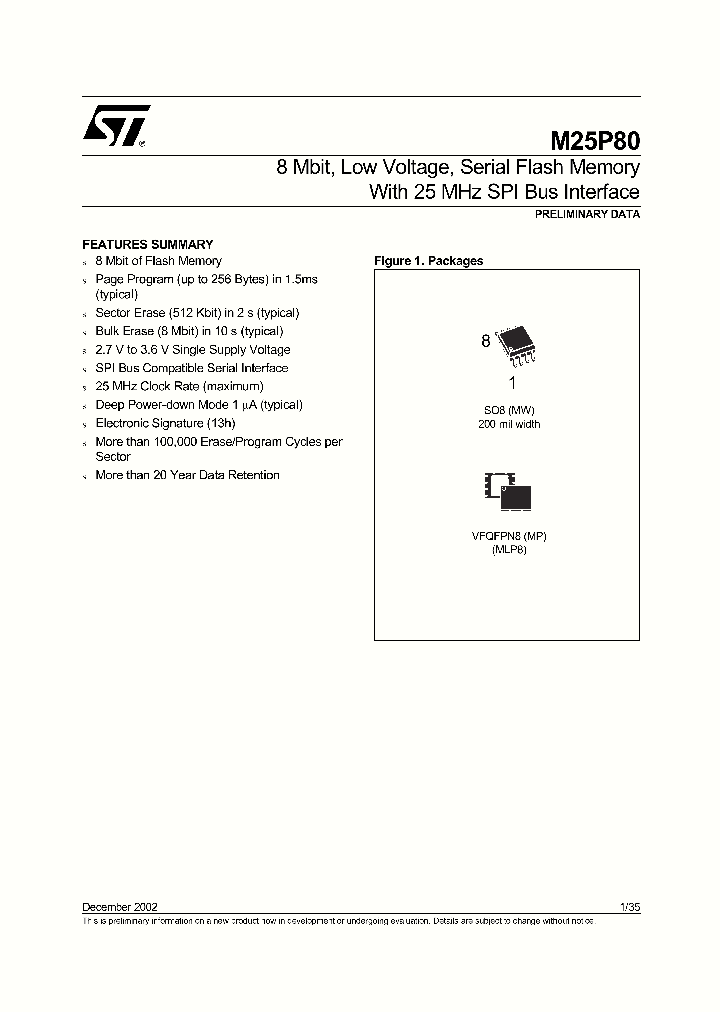 M25P80_356128.PDF Datasheet Download --- IC-ON-LINE