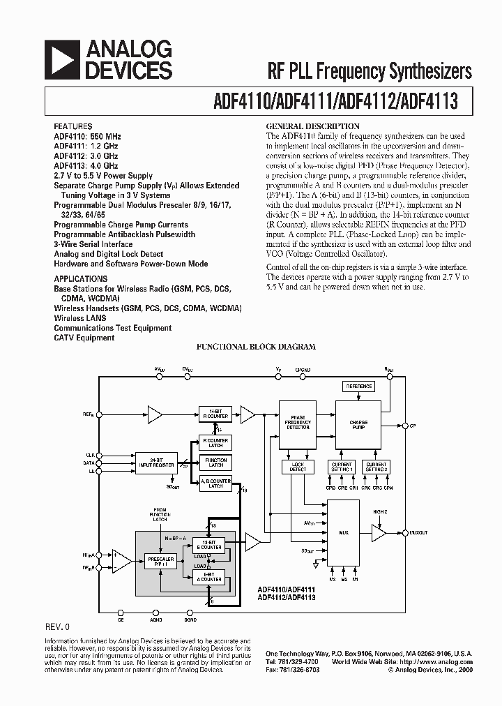 ADF4110BCP_391307.PDF Datasheet Download --- IC-ON-LINE