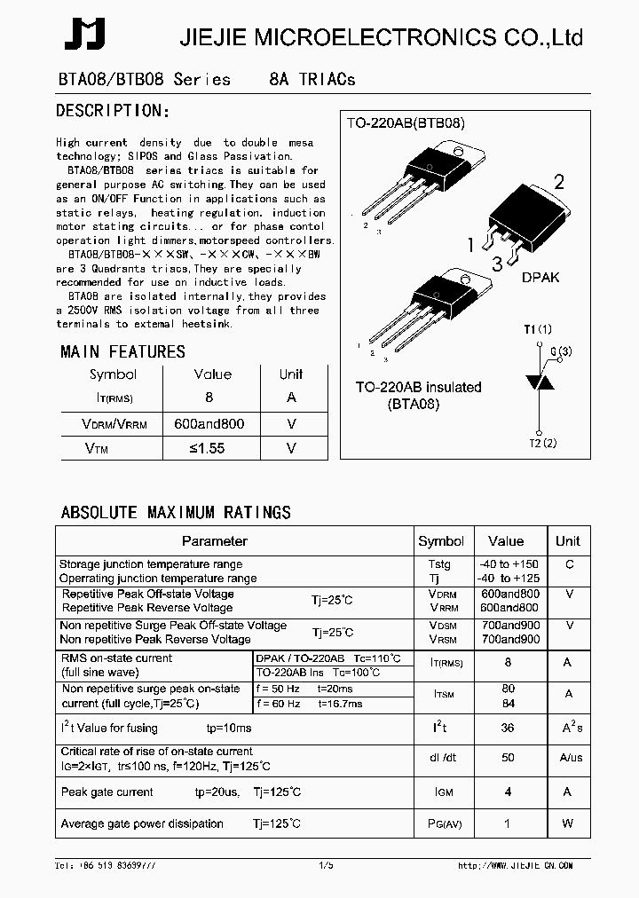 BTA08-600B_787118.PDF Datasheet Download --- IC-ON-LINE