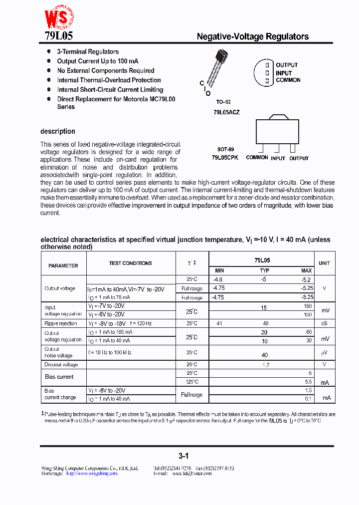 79L05_459812.PDF Datasheet Download --- IC-ON-LINE