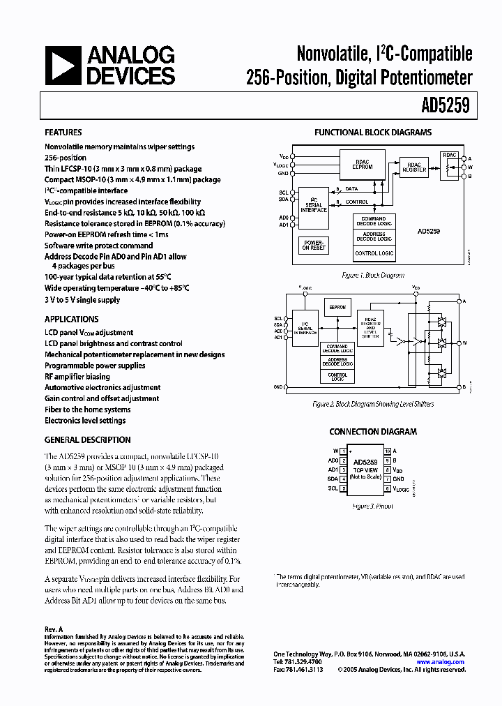 AD5259BCPZ50-R7_473292.PDF Datasheet Download --- IC-ON-LINE