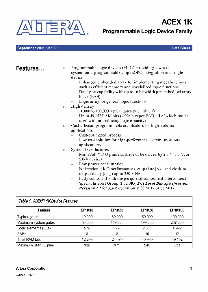 EP1K10_835280.PDF Datasheet Download --- IC-ON-LINE