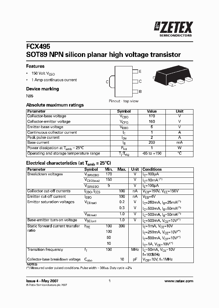 FCX49507_836996.PDF Datasheet Download --- IC-ON-LINE