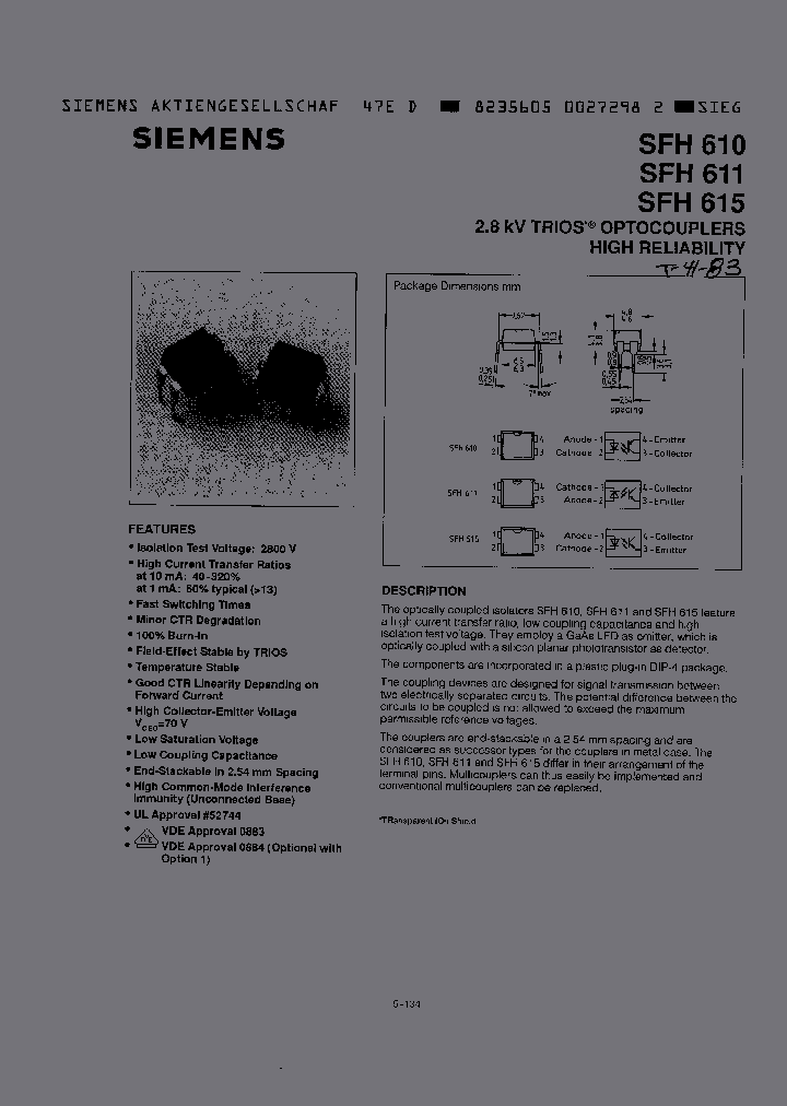 SFH610_496569.PDF Datasheet Download --- IC-ON-LINE