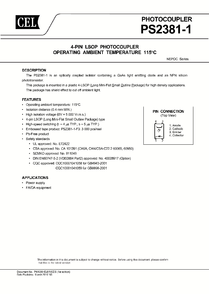 PS2381-1Y-W-AX_515056.PDF Datasheet Download --- IC-ON-LINE