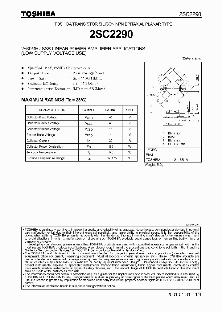 2SC2290_621630.PDF Datasheet Download --- IC-ON-LINE