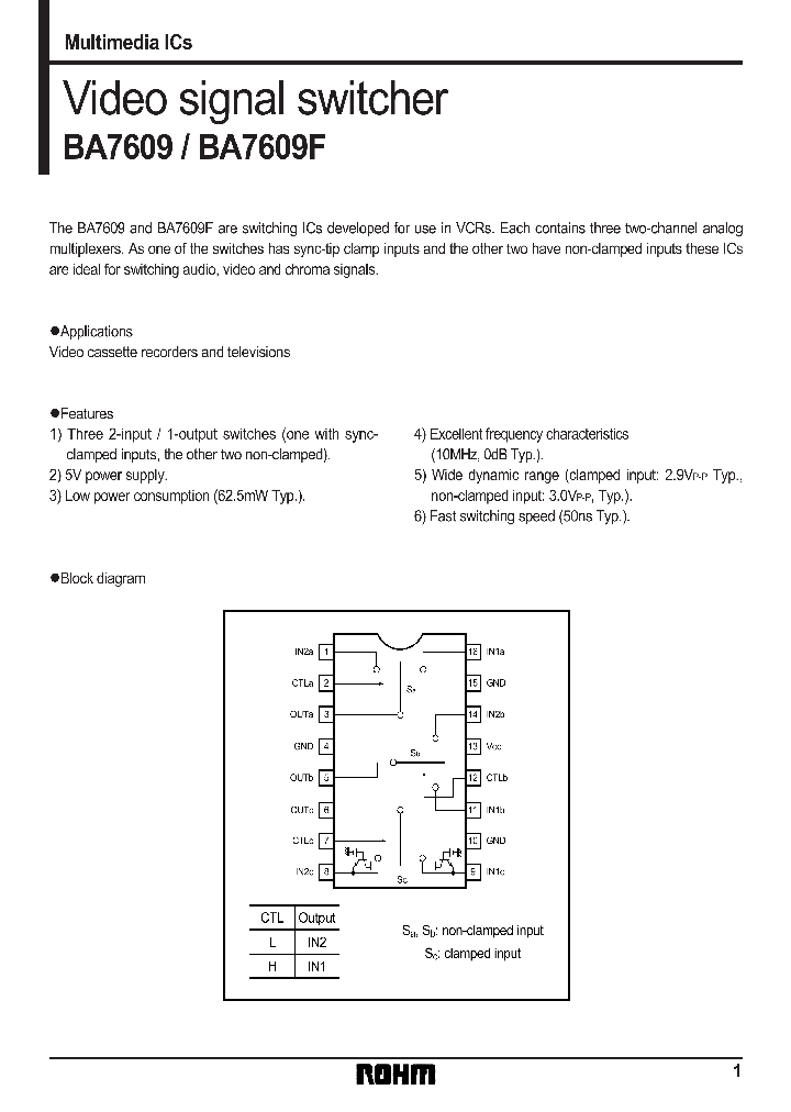 BA7609_538464.PDF Datasheet Download --- IC-ON-LINE