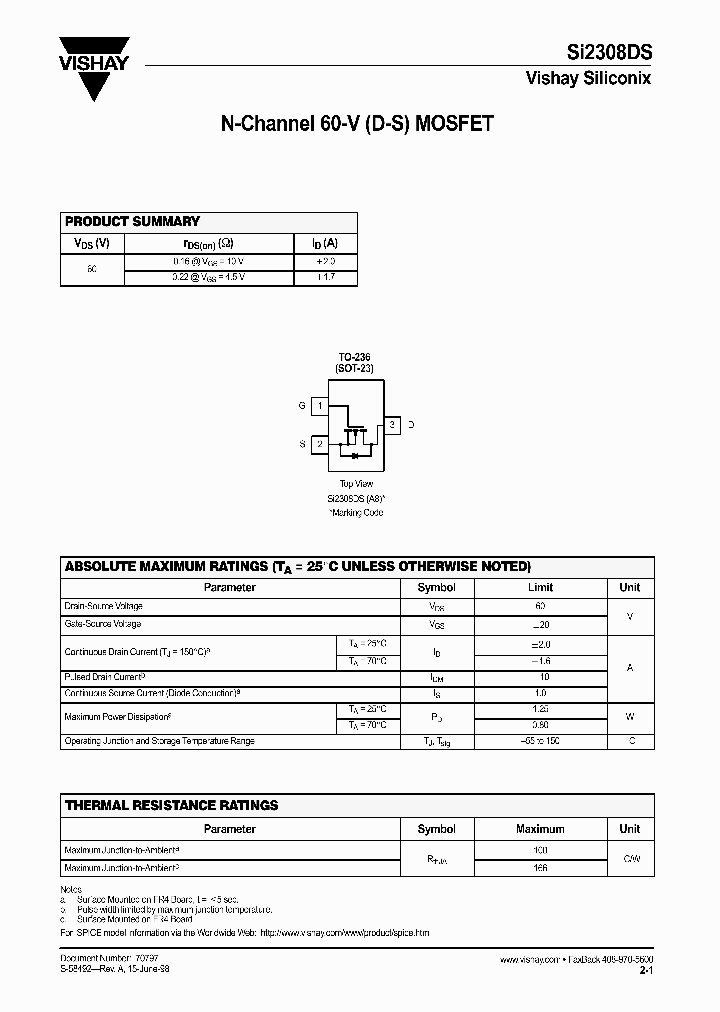 SI2308DS_636425.PDF Datasheet Download --- IC-ON-LINE