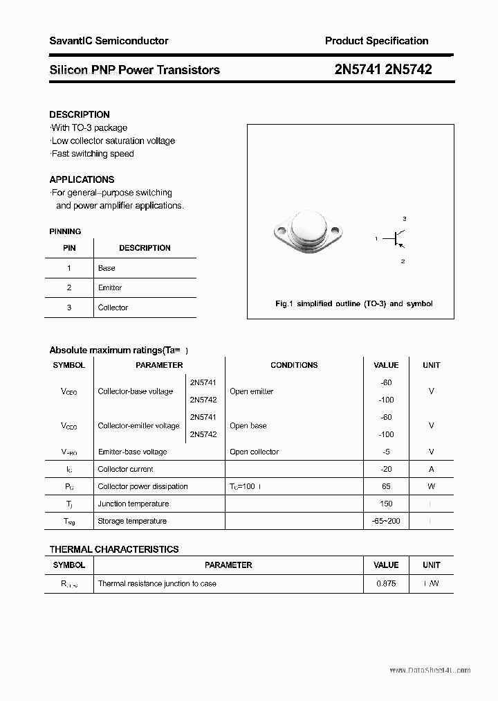 2N5741_534431.PDF Datasheet Download --- IC-ON-LINE