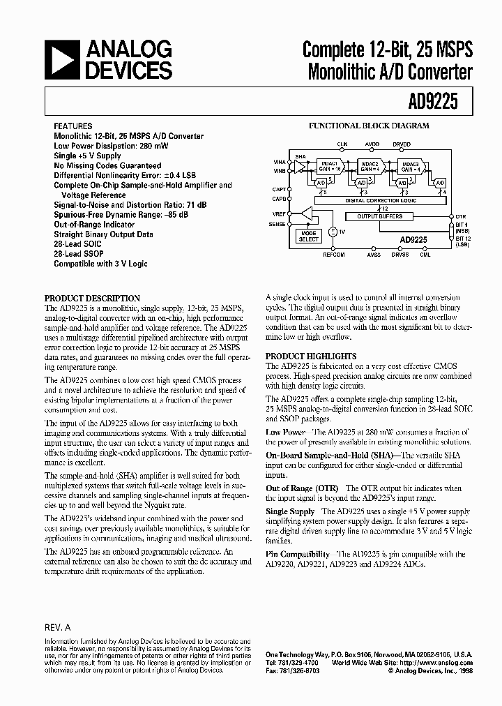 AD9225-EB_588096.PDF Datasheet Download --- IC-ON-LINE