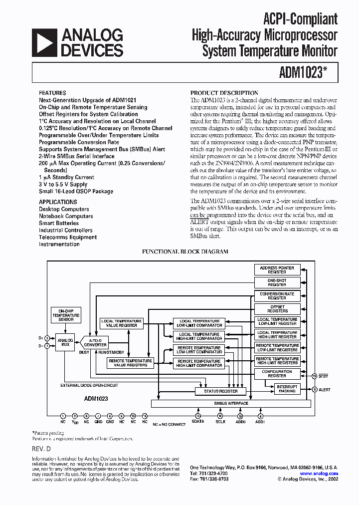 ADM1023_730031.PDF Datasheet Download --- IC-ON-LINE