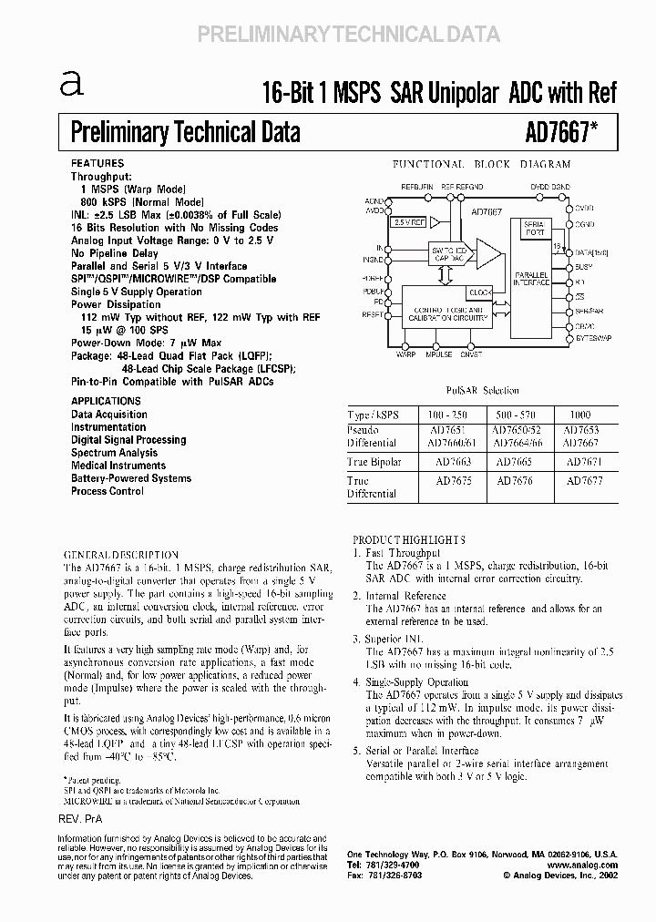 AD7653_630289.PDF Datasheet Download --- IC-ON-LINE