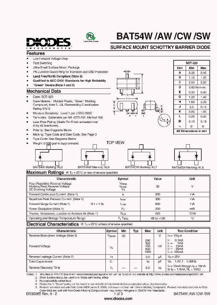 BAT54AW-7-F_637418.PDF Datasheet Download --- IC-ON-LINE