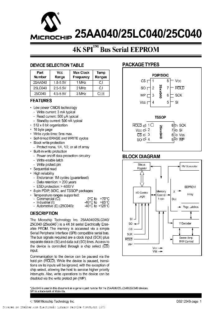 25C040-P_644449.PDF Datasheet Download --- IC-ON-LINE