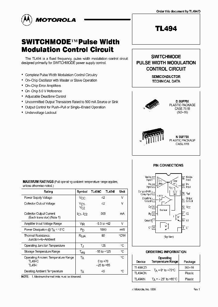 TL494_710331.PDF Datasheet Download --- IC-ON-LINE