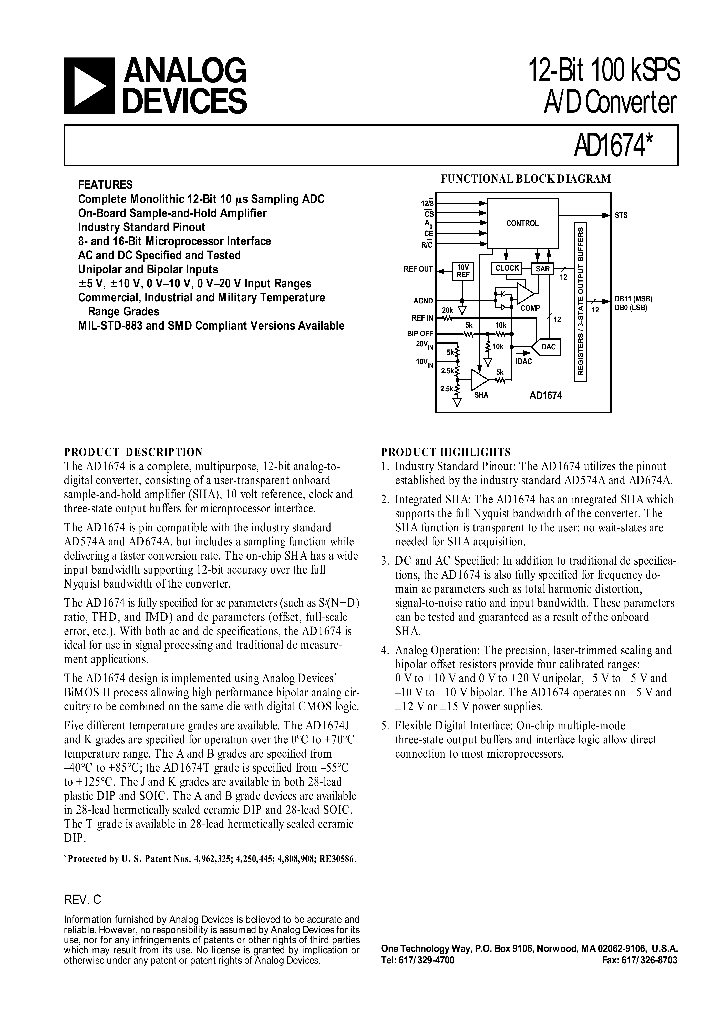 AD1674_935051.PDF Datasheet Download --- IC-ON-LINE