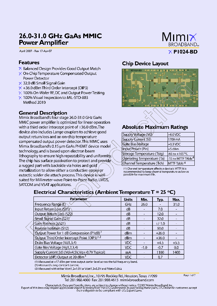 XP1024-BD-000V_670219.PDF Datasheet Download --- IC-ON-LINE